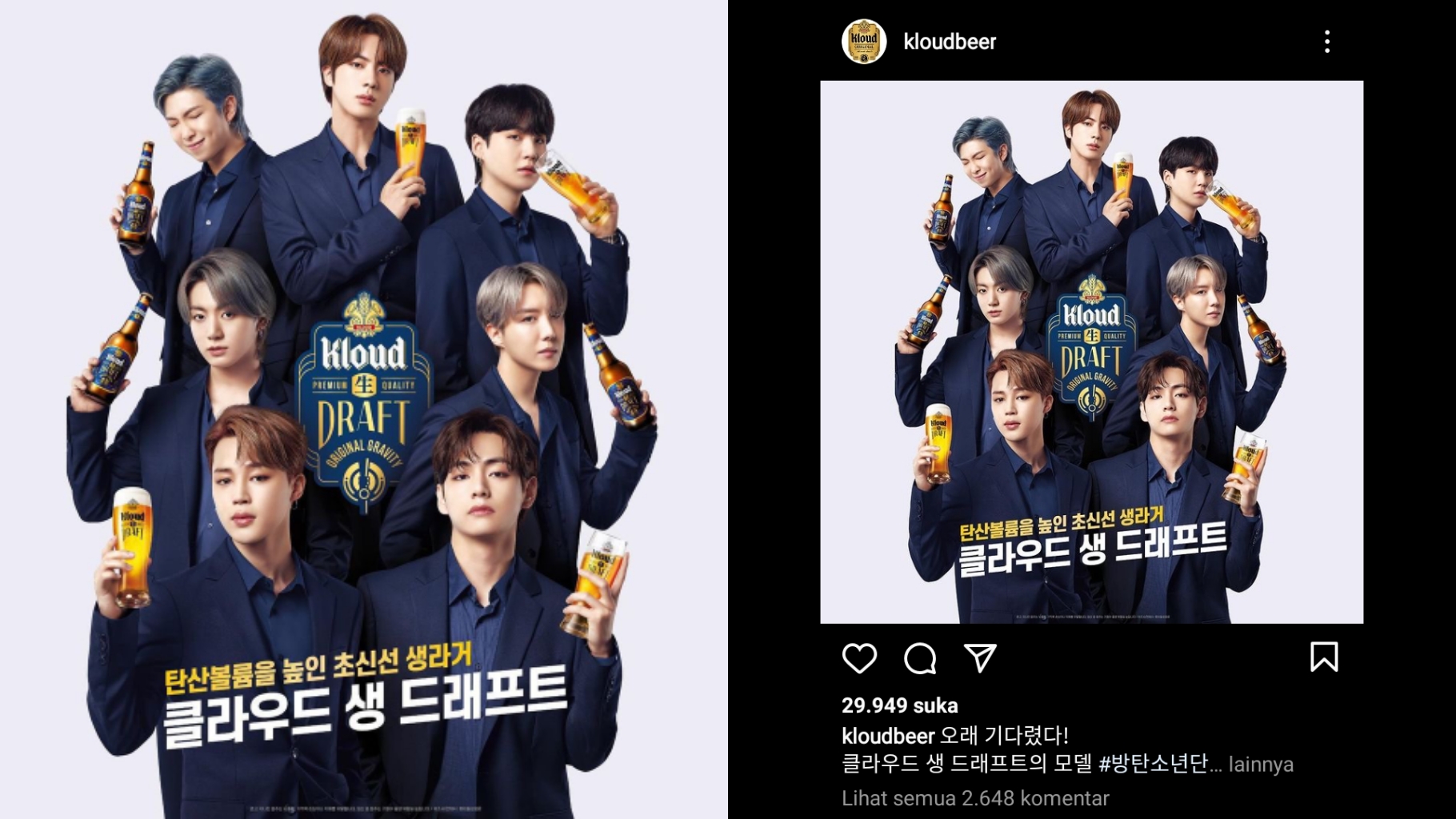 BTS Tampil Menawan Dalam Poster Brand 'Lotte Chilsung Kloud Draft Beer ...
